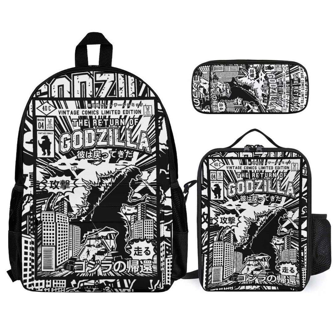 Backpack Set Godzillas Rucksack Godzilla Lunch Box Godzilla Pencil Case ...