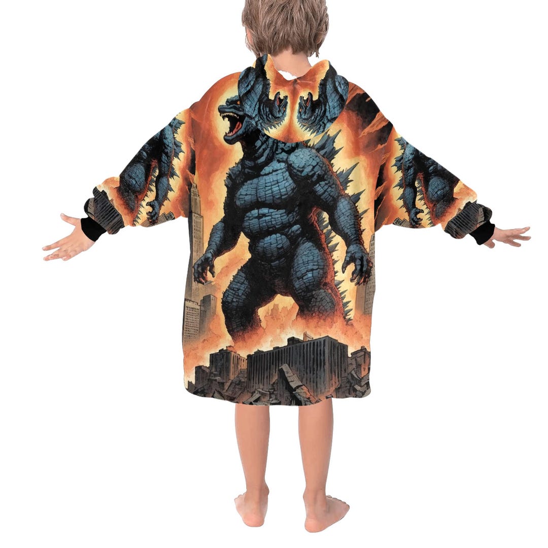 Blanket Hoodie Godzilla Gojira Kaiju Blankets Comics Retro Neon Cartoon ...
