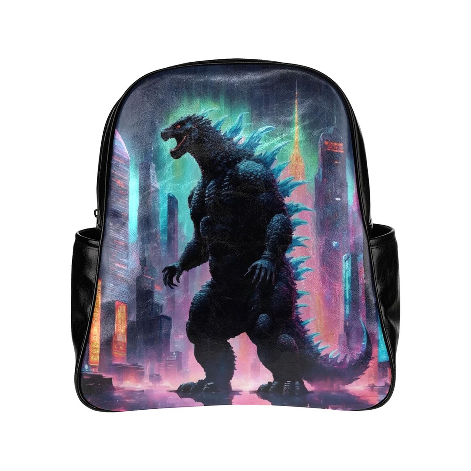 Backpack Backpack PU Leather Godzilla Backpacks Kaiju Gojira Neon - Etsy