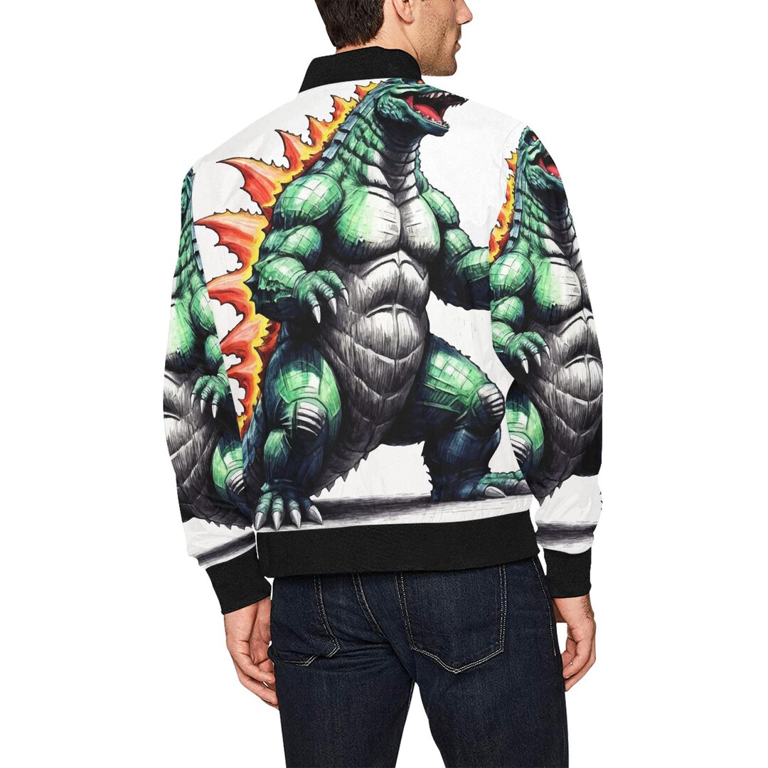 Bomber Jacket With Pockets Kaiju Comics Retro Godzillas Jacket Monster ...