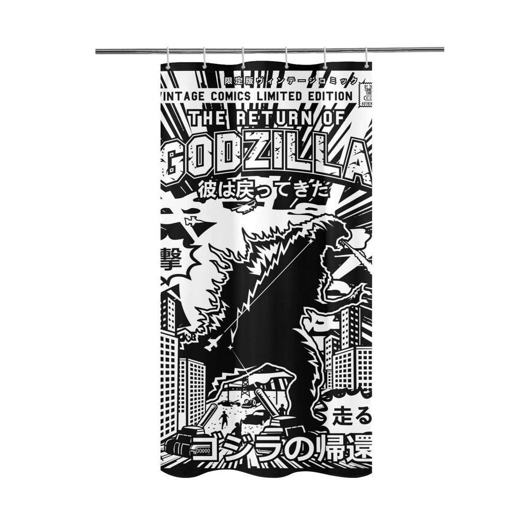 Shower Curtain 36" X 72" Godzilla Gojira Kaiju Art - Etsy