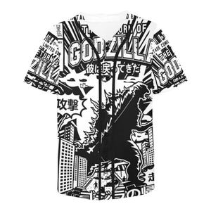 Baseball Jersey Men Godzilla Kaiju Gojira Tshirt Art Vintage Tshirt ...