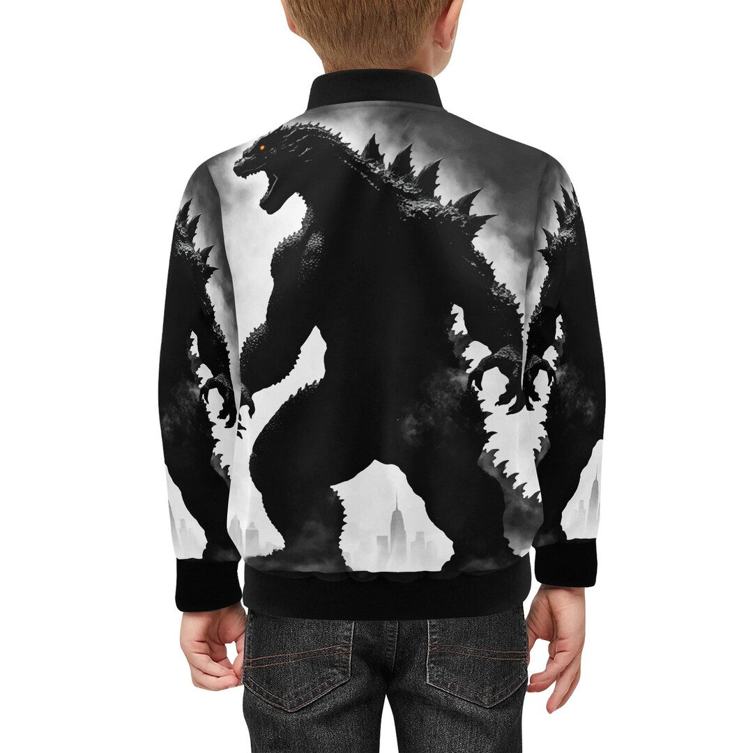 Kids Bomber Jacket With Pockets Godzilla Gojira Kaiju Silhouette - Etsy