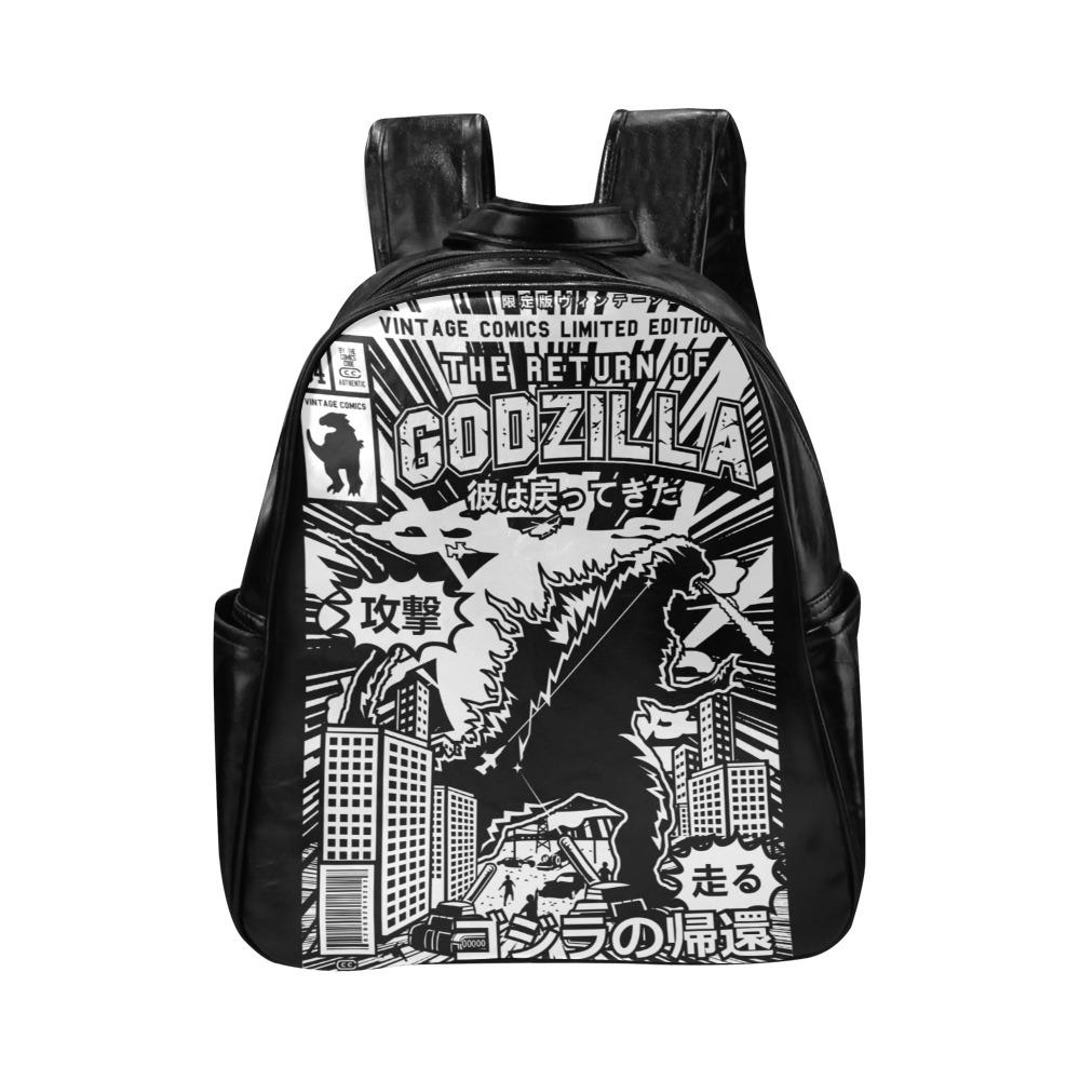 Backpack Backpack PU Leather Art Gojira Kaiju Bags Godzilla Backpack ...