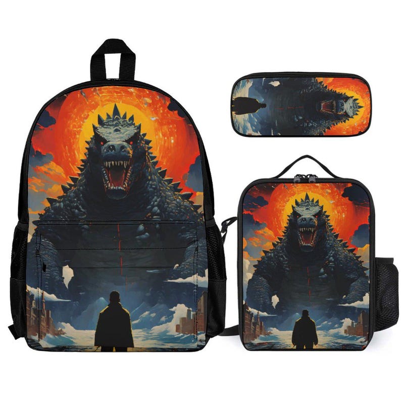Backpack Set Godzilla Lunch Box Godzilla Pencil Case - Etsy