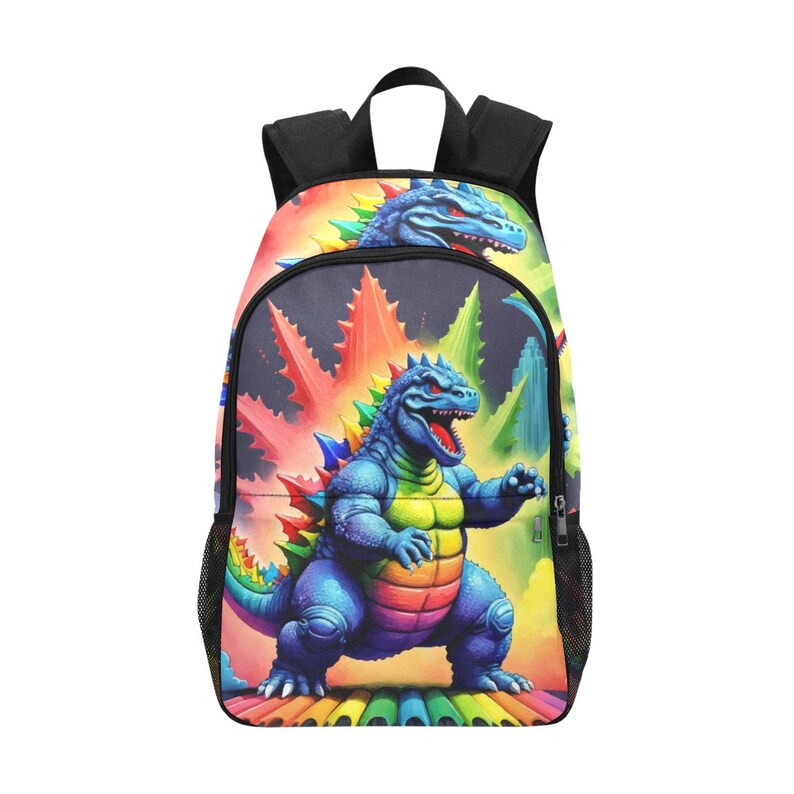 Backpack Godzilla Backpack Backpack Kaiju Neon Monster Art Rainbow ...