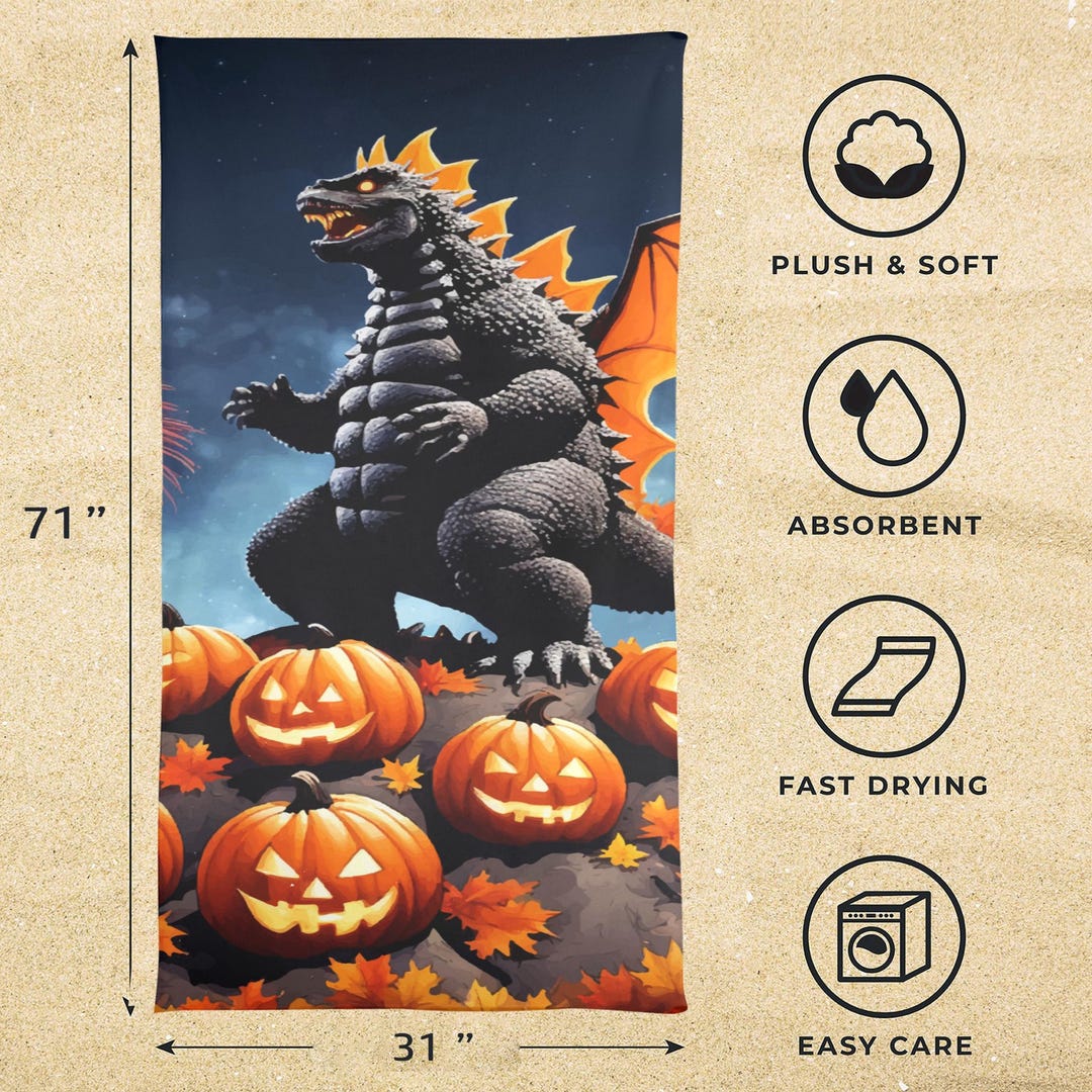 Beach Towels Godzilla Gojira Kaiju Monster Beach Godzilla Halloween ...