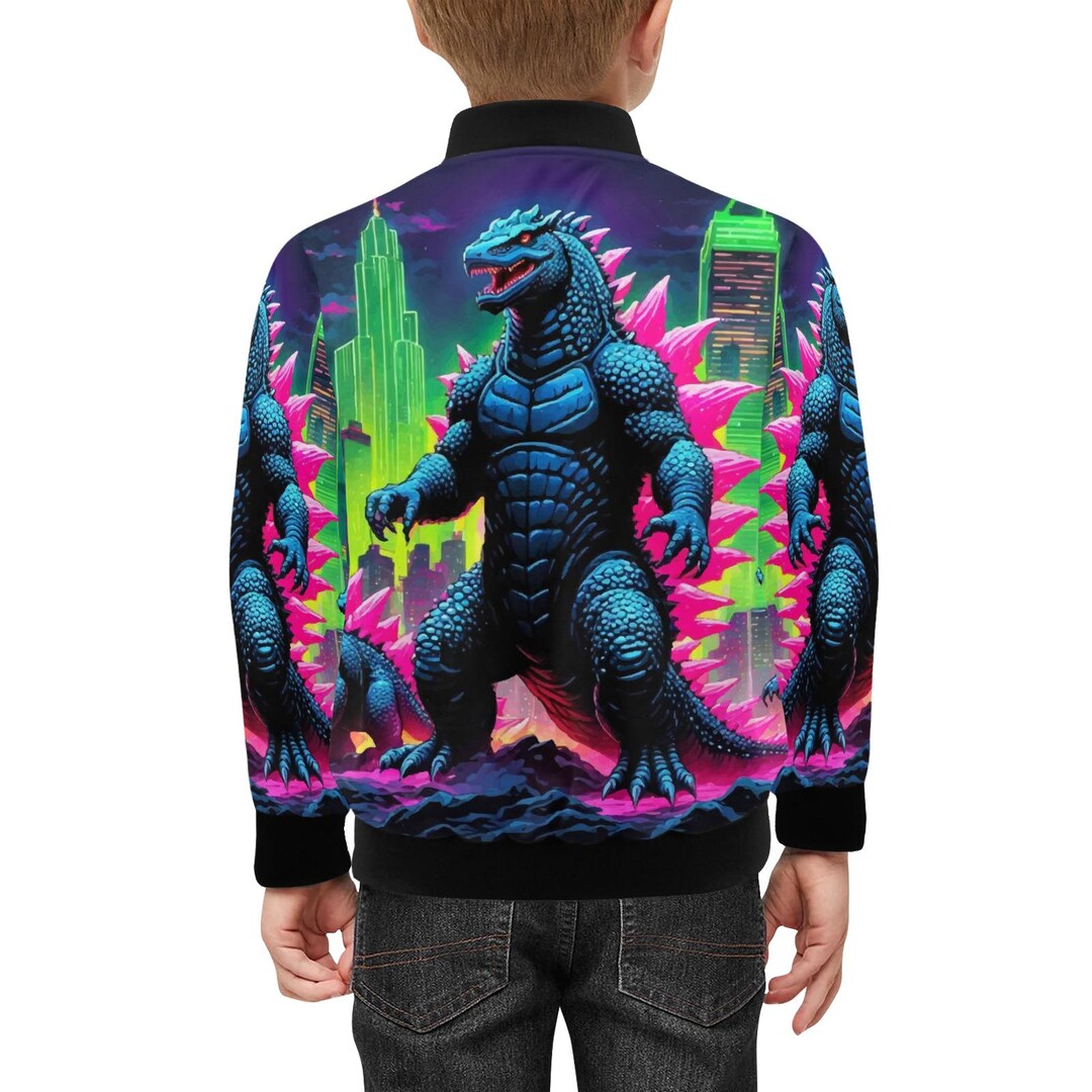 Godzilla Kids Bomber Jacket Godzilla Jacke Gojira Kaiju Neon - Etsy