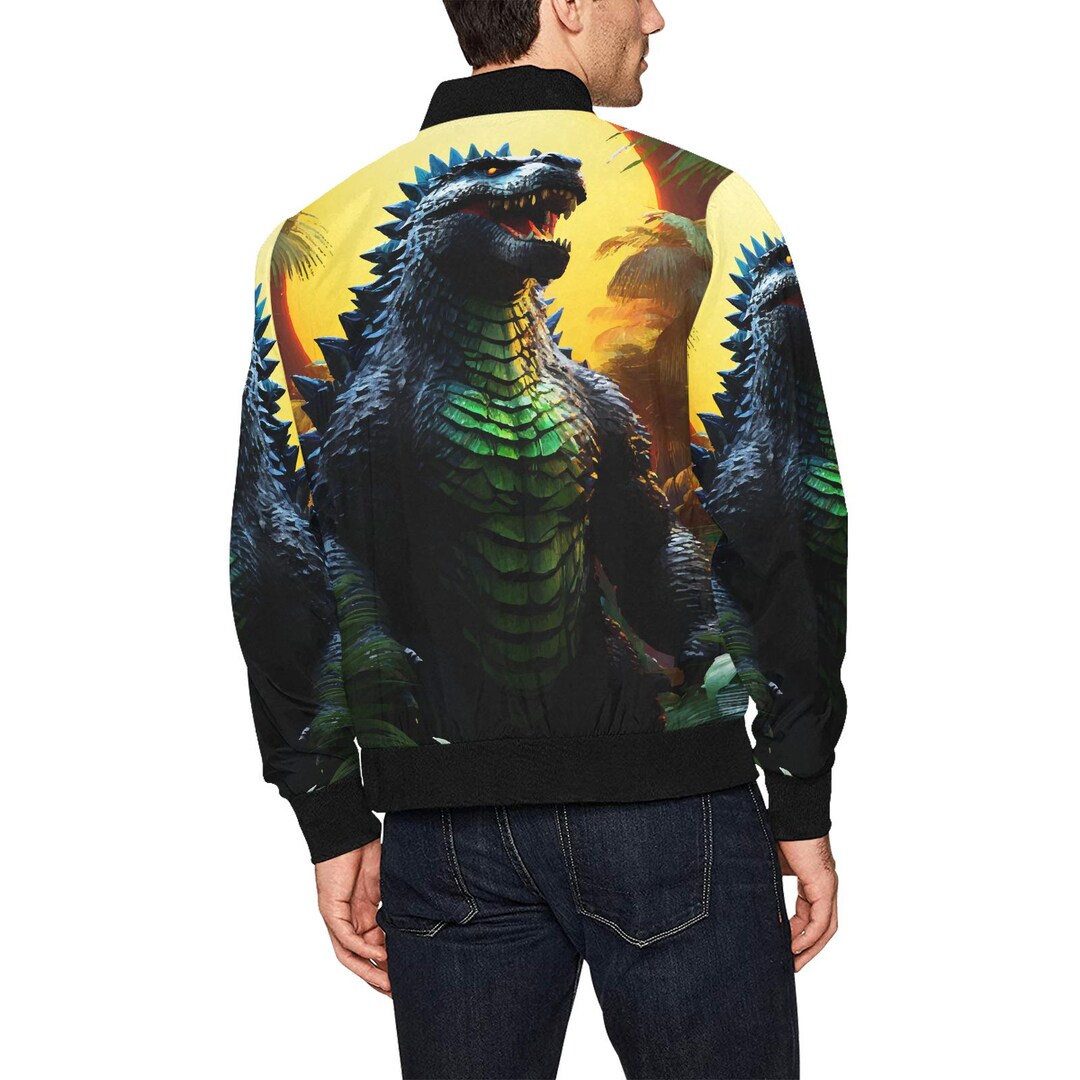 Bomber Jacket With Pockets Godzilla Bomber Gojira Kaiju Comics Retro ...