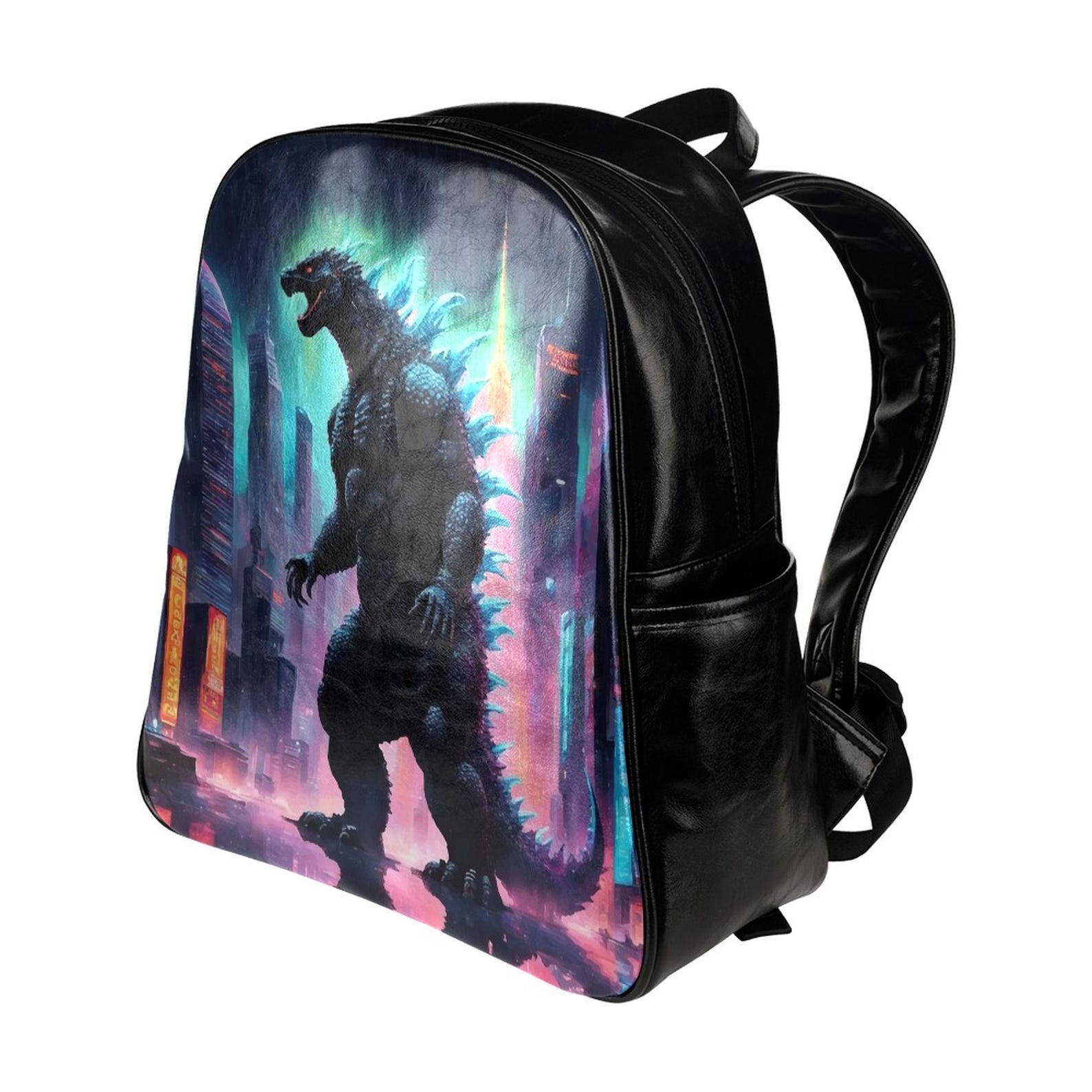 Backpack Backpack PU Leather Godzilla Backpacks Kaiju Gojira Neon - Etsy