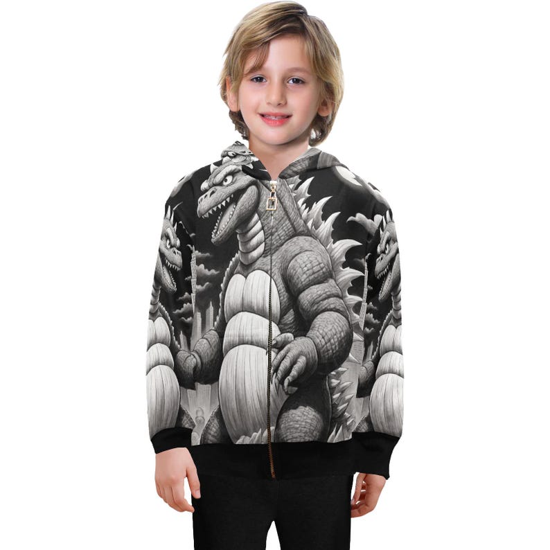 Hoodie Boys Kids Godzilla Hoodie Kaiju Retro Cartoon Comics Gojira - Etsy