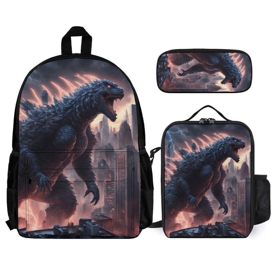 Backpack Set Godzilla Lunch Box Godzilla Pencil Case Gojira Bag Kaiju Lunch Bag Godzillas - Etsy