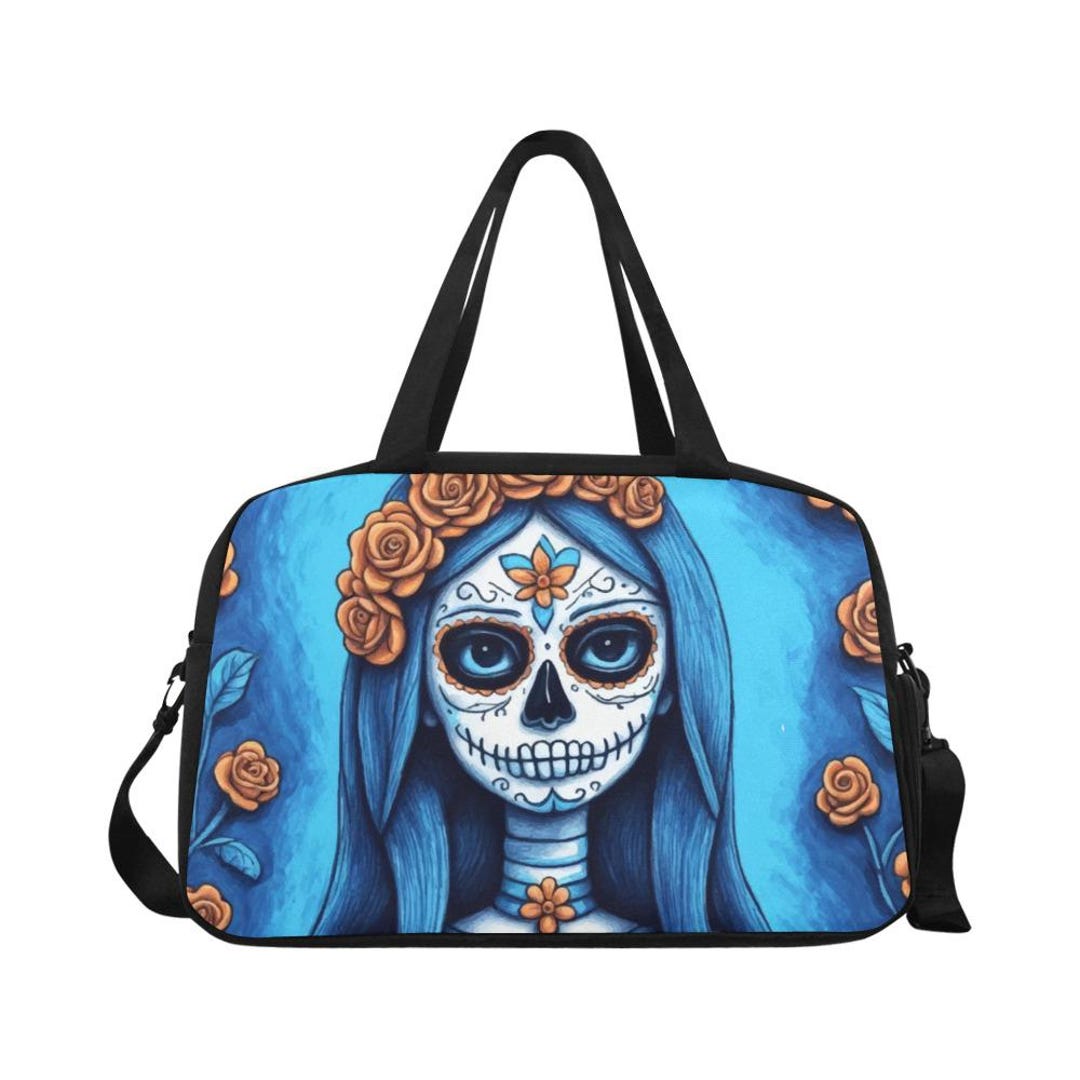 Duffel Bag Chicano Cholo Día De Los Muertos Crayon Art Blue Day of the ...