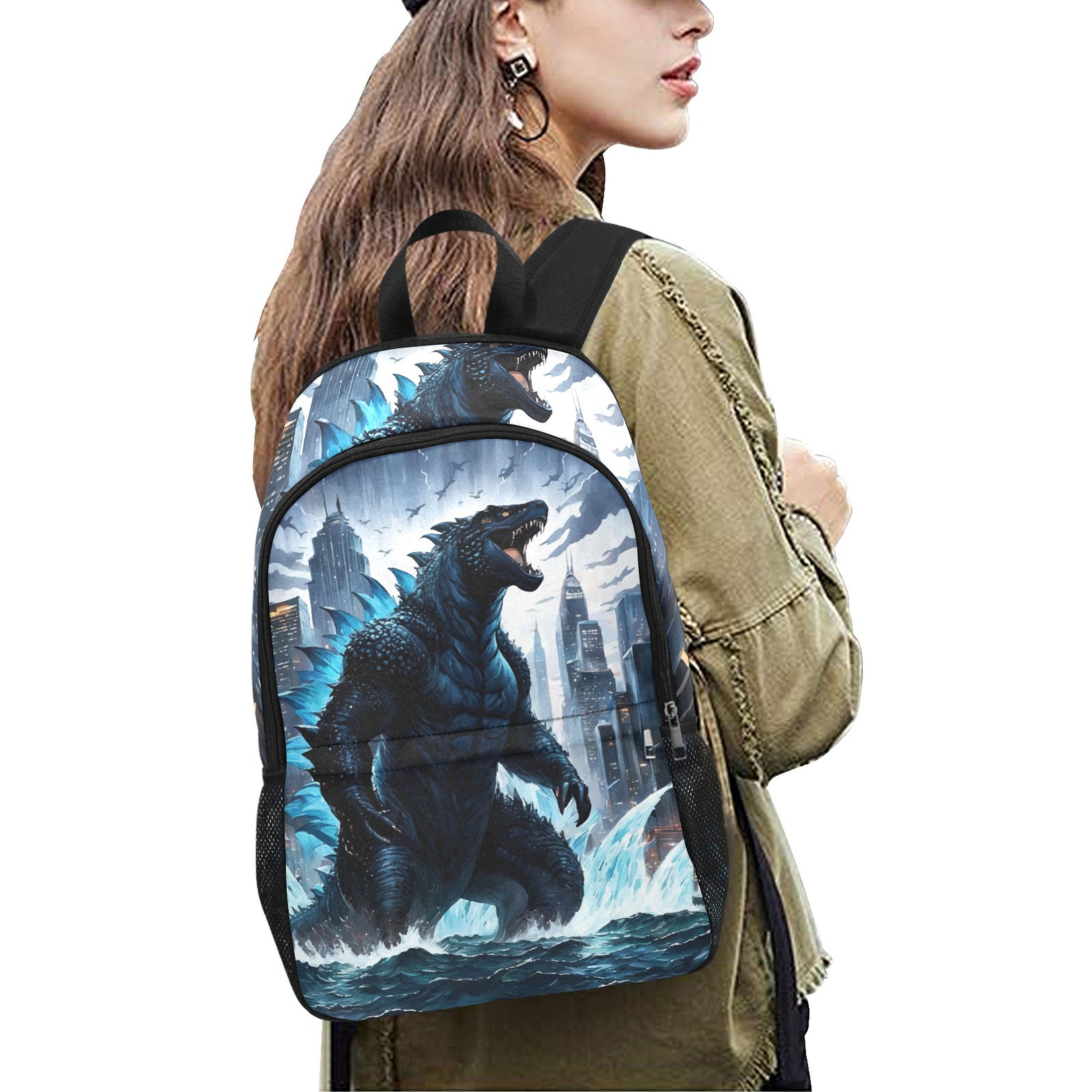 Backpack Godzilla Backpack With Mesh Pockets Handbag Gojira Kaiju - Etsy
