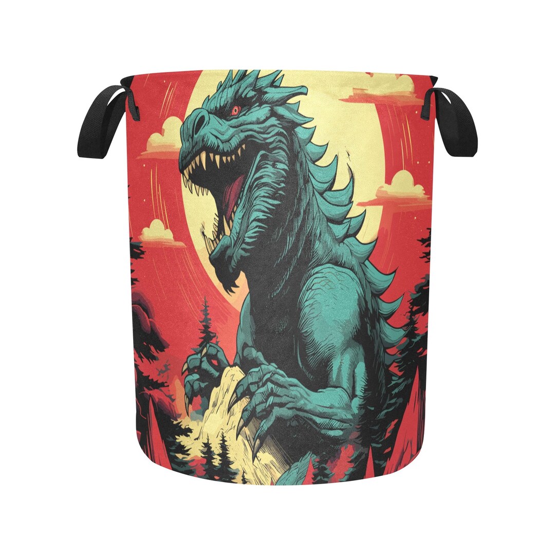 Laundry Basket Laundry Hamper Basket Cartoon Retro Monster Gojira Kaiju Godzillas Comics Vintage ...