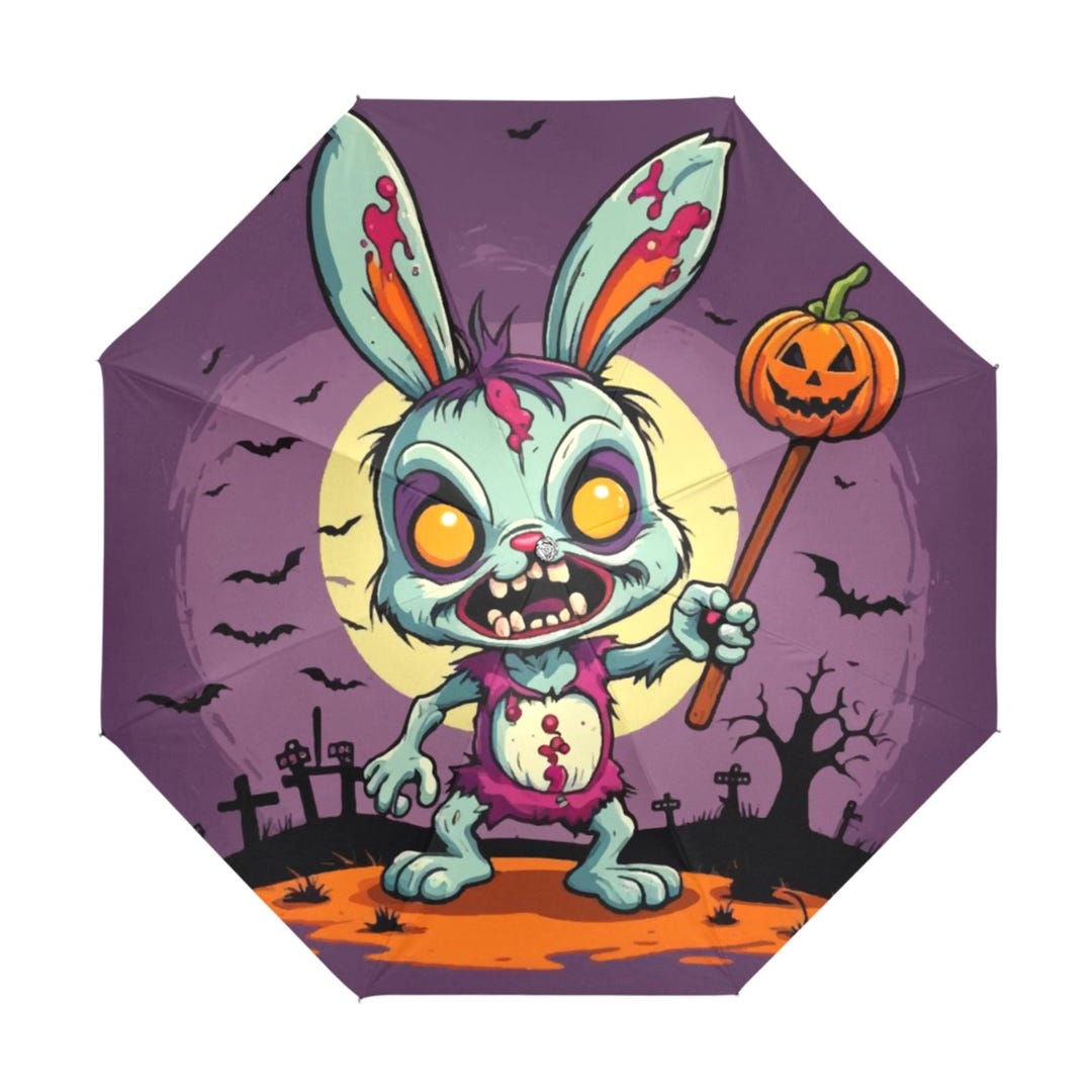 Kids Foldable Anti UV Horror Zombie Umbrellas Halloween Bunny Art - Etsy