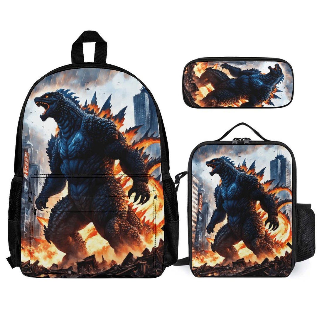 Backpack Set Godzillas Rucksack Godzilla Lunch Box Godzilla Pencil Case ...