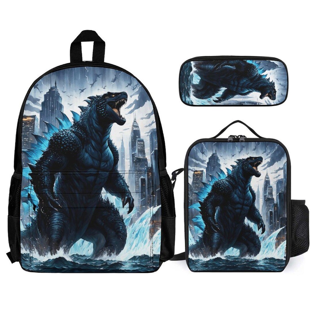 Backpack Set Godzillas Rucksack Godzilla Lunch Box Godzilla Pencil Case Gojira Bag Kaiju Lunch ...