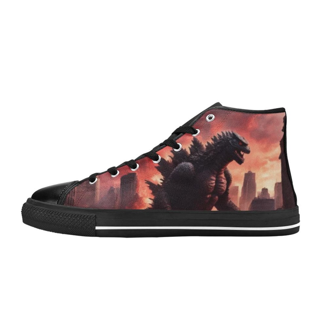Aquila High Top Canvas Kids Shoes Godzilla Shoes Gojira Shoes Kaiju ...