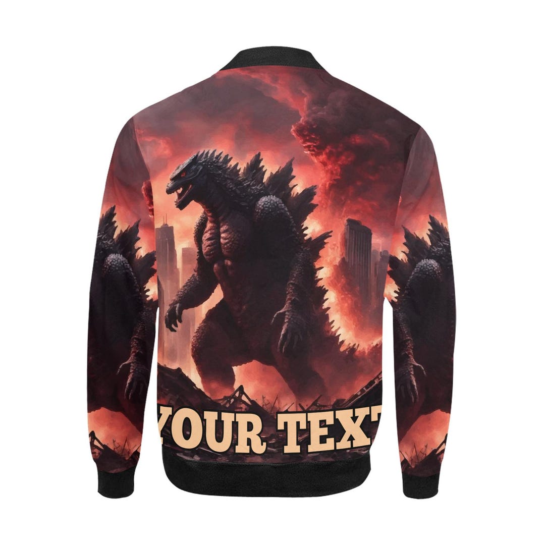 Bomber Jacket Men Godzilla Your Text Gift Jacket Gojira Gift - Etsy