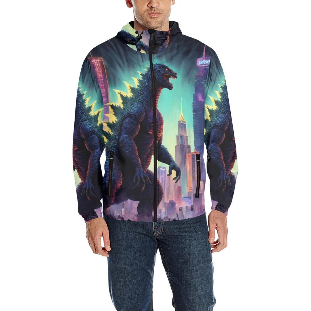 Windbreaker Godzilla Retro Jacket Comics Jacket Monster Gojira Kaiju ...