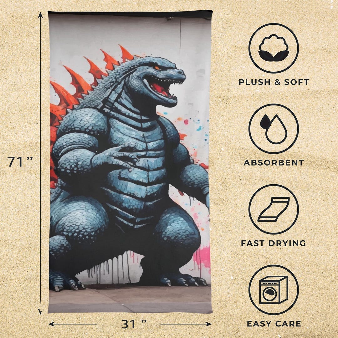 Beach Towel Godzilla Godzillas Monster Japan Gojira - Etsy
