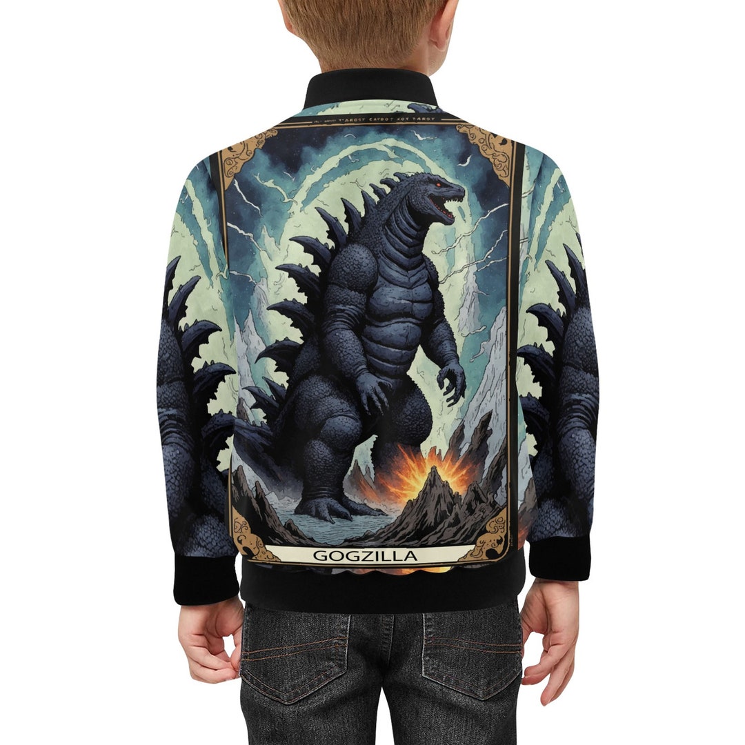 Kids Bomber Jacket With Pockets Godzilla Gojira Kaiju Retro Art - Etsy