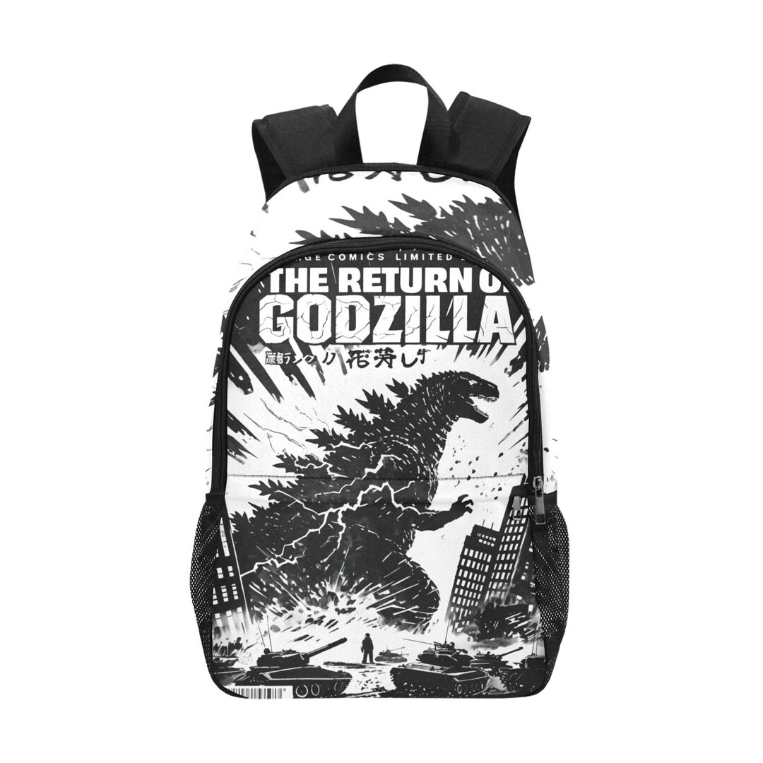 Backpack School Backpack Godzilla Backpack With Mesh Pockets Handbag ...