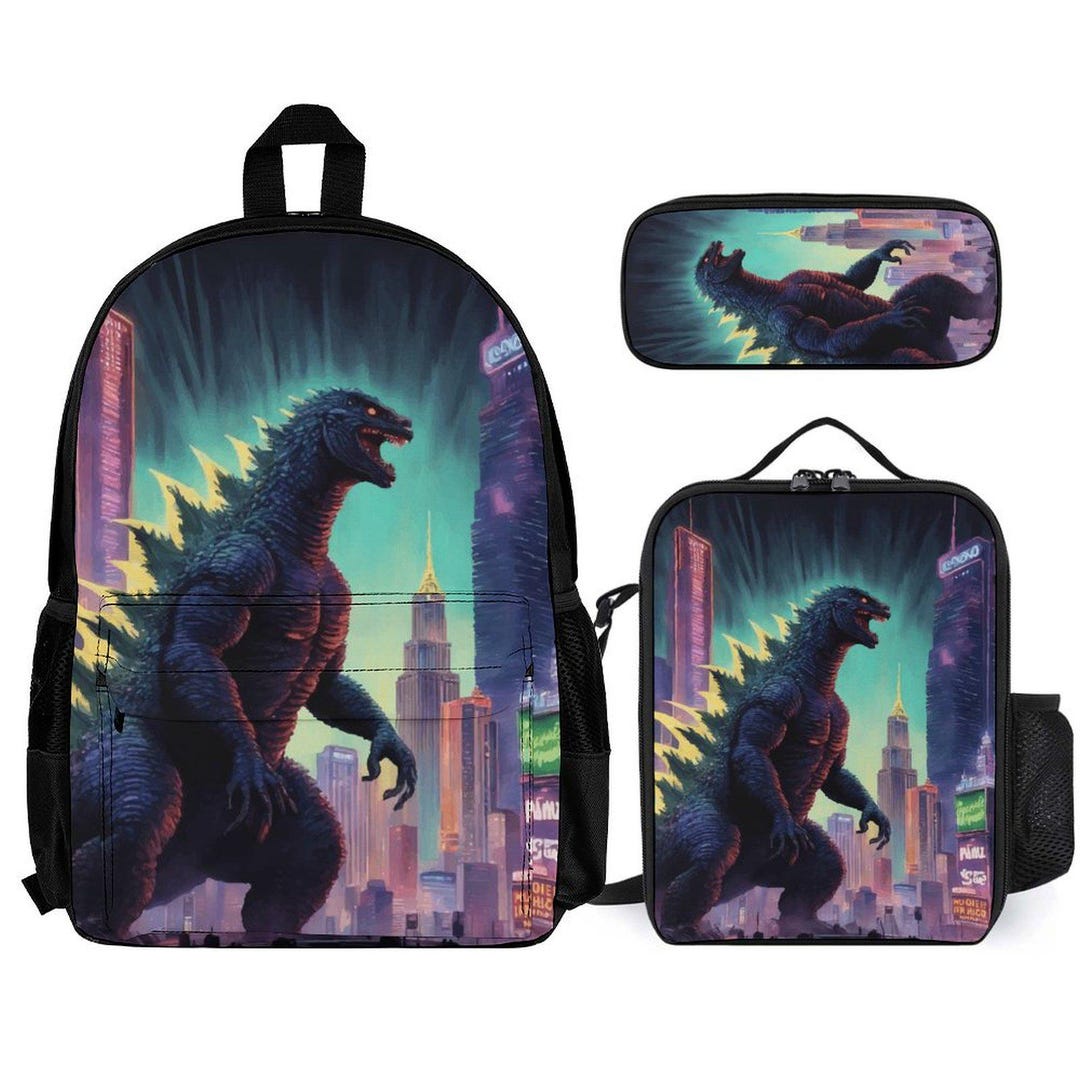 Backpack Set Godzillas Rucksack Godzilla Lunch Box Godzilla Pencil Case ...