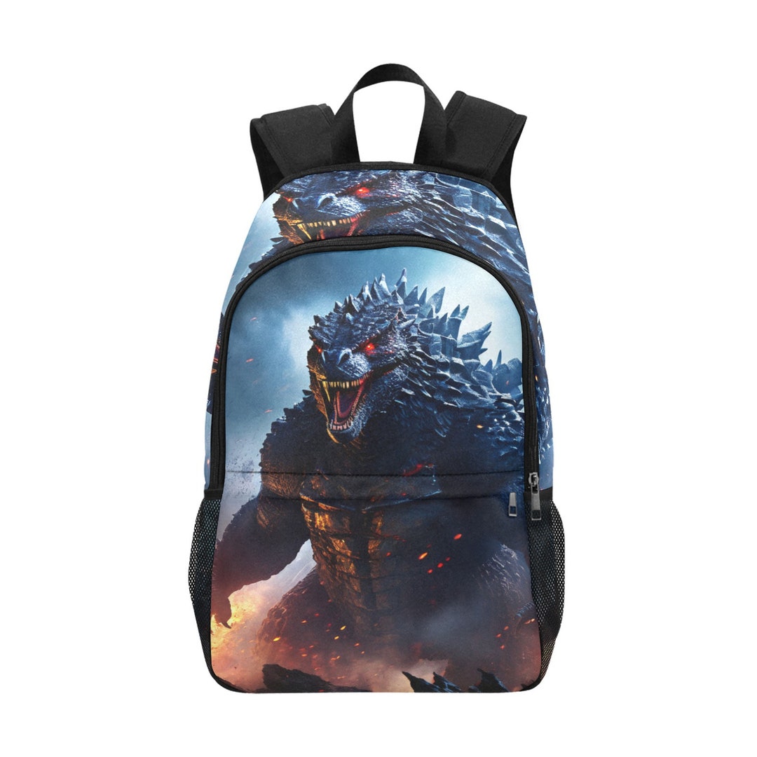 Backpack School Backpack Godzilla Backpack With Mesh Pockets Handbag ...