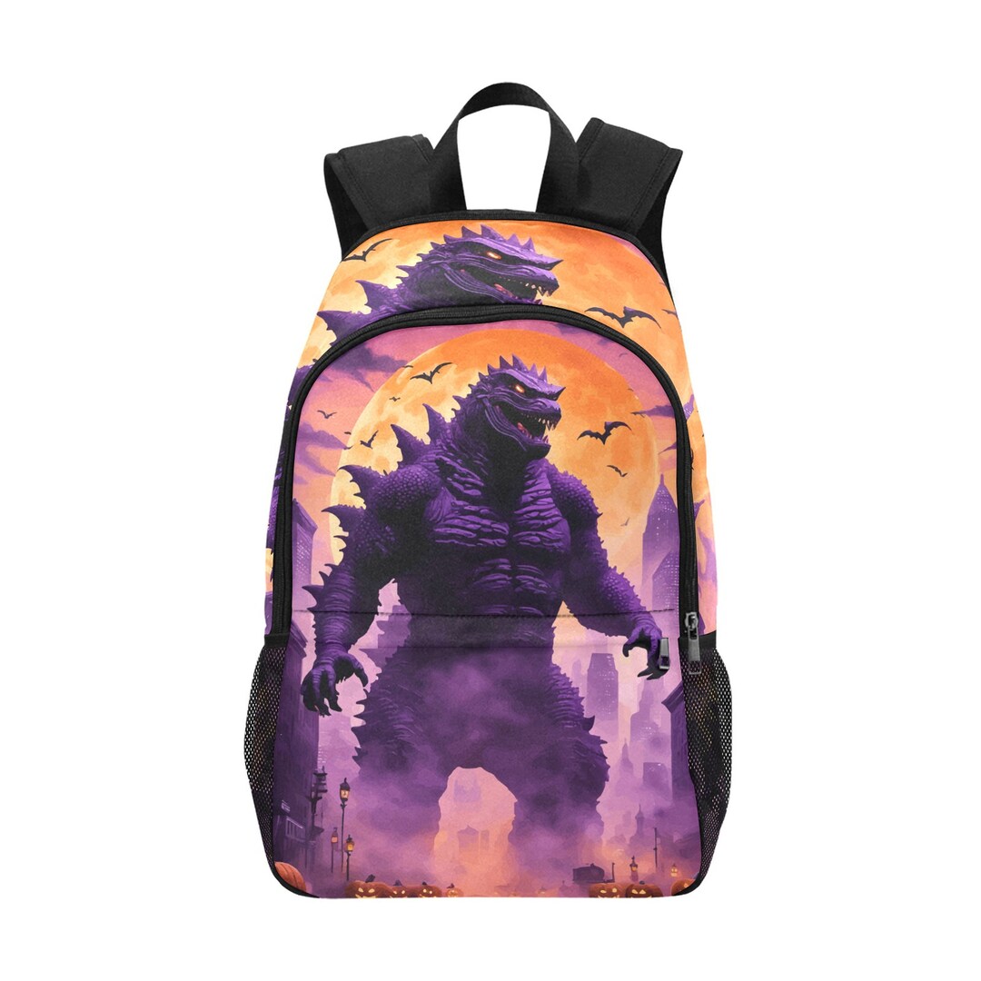 Backpack School Backpack Godzilla Backpack With Mesh Pockets Handbag ...