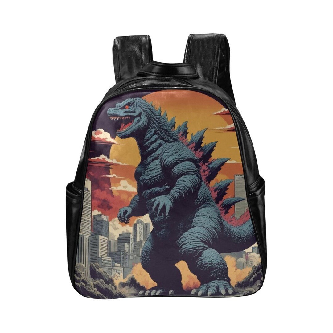 Backpack Godzilla Backpack PU Leather Retro Godzilla Backpacks ...