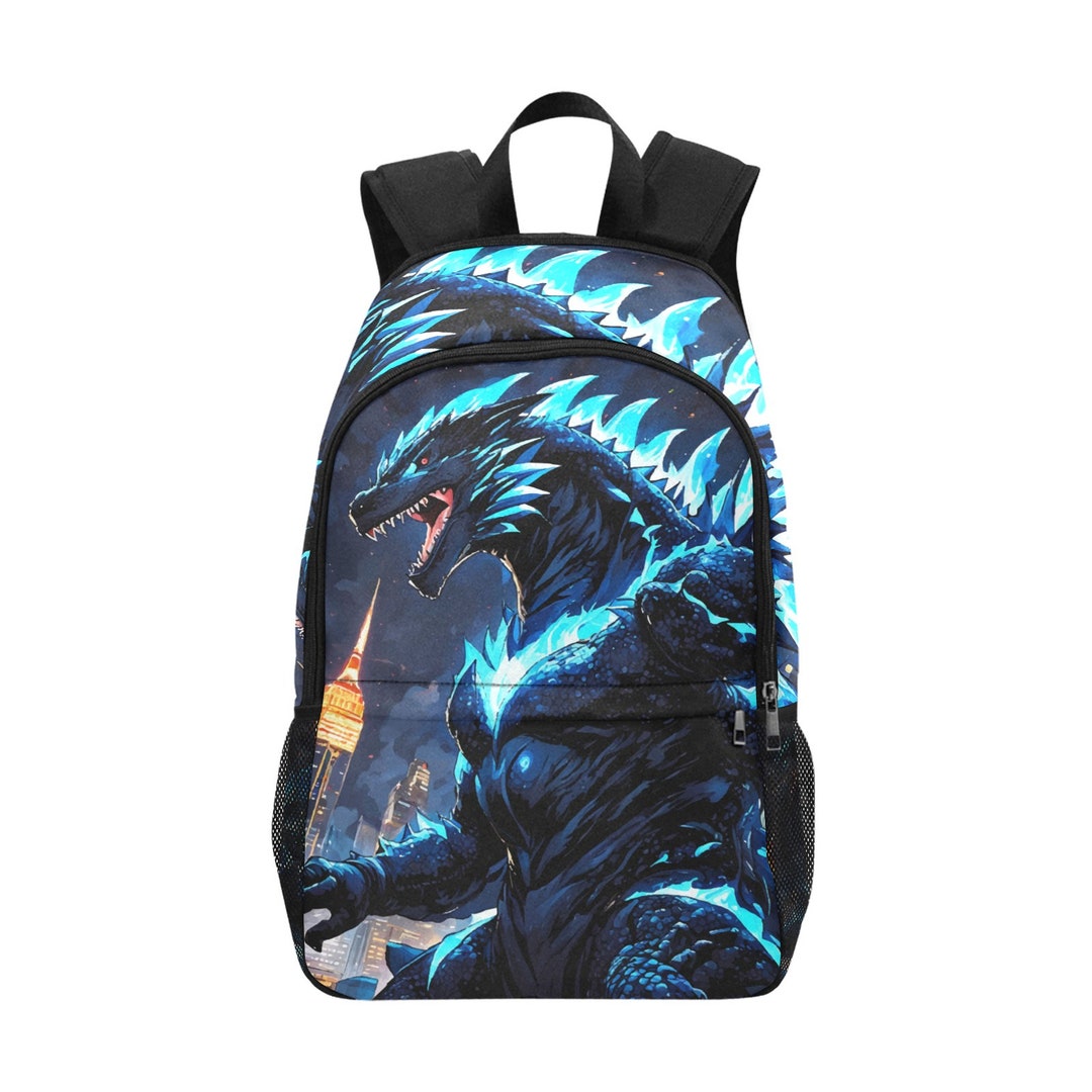 Backpack Godzilla Backpack With Mesh Pockets Handbag Bag Gojira Kaiju Neon Art - Etsy