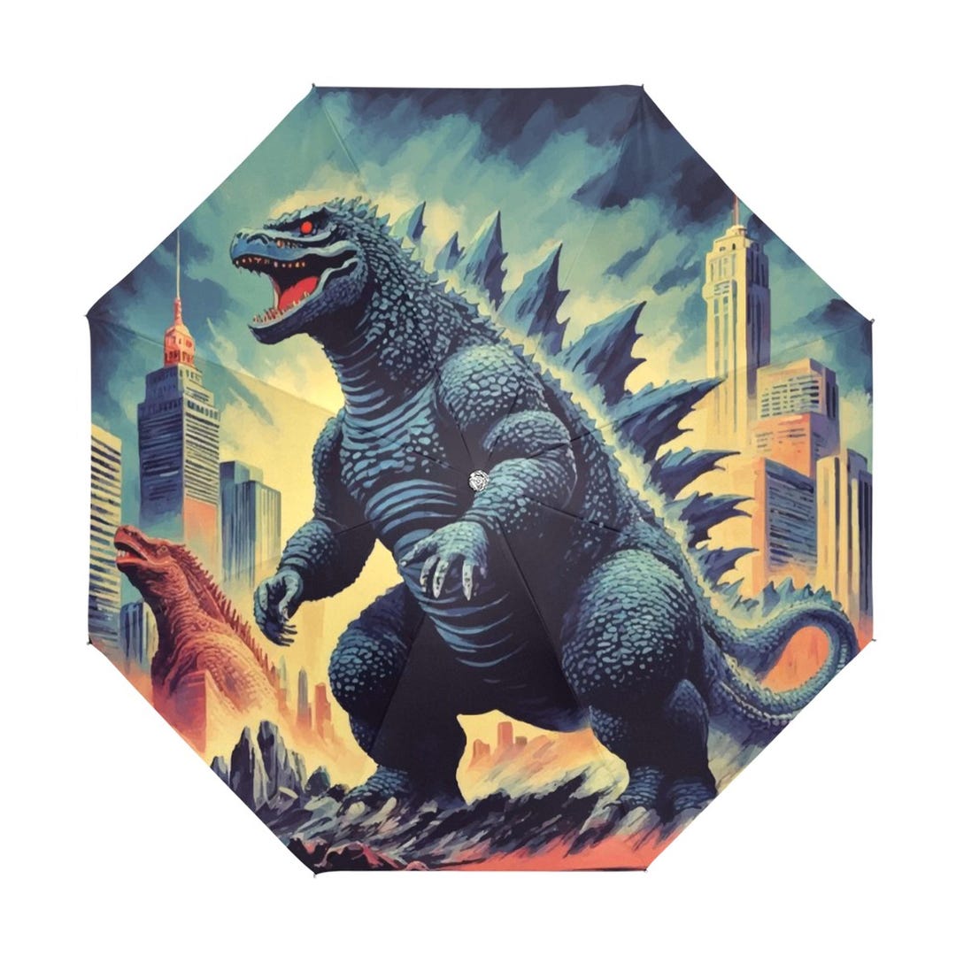 Anti UV Umbrella Godzilla Kids Foldable Kaiju Gojira Monsters Art ...