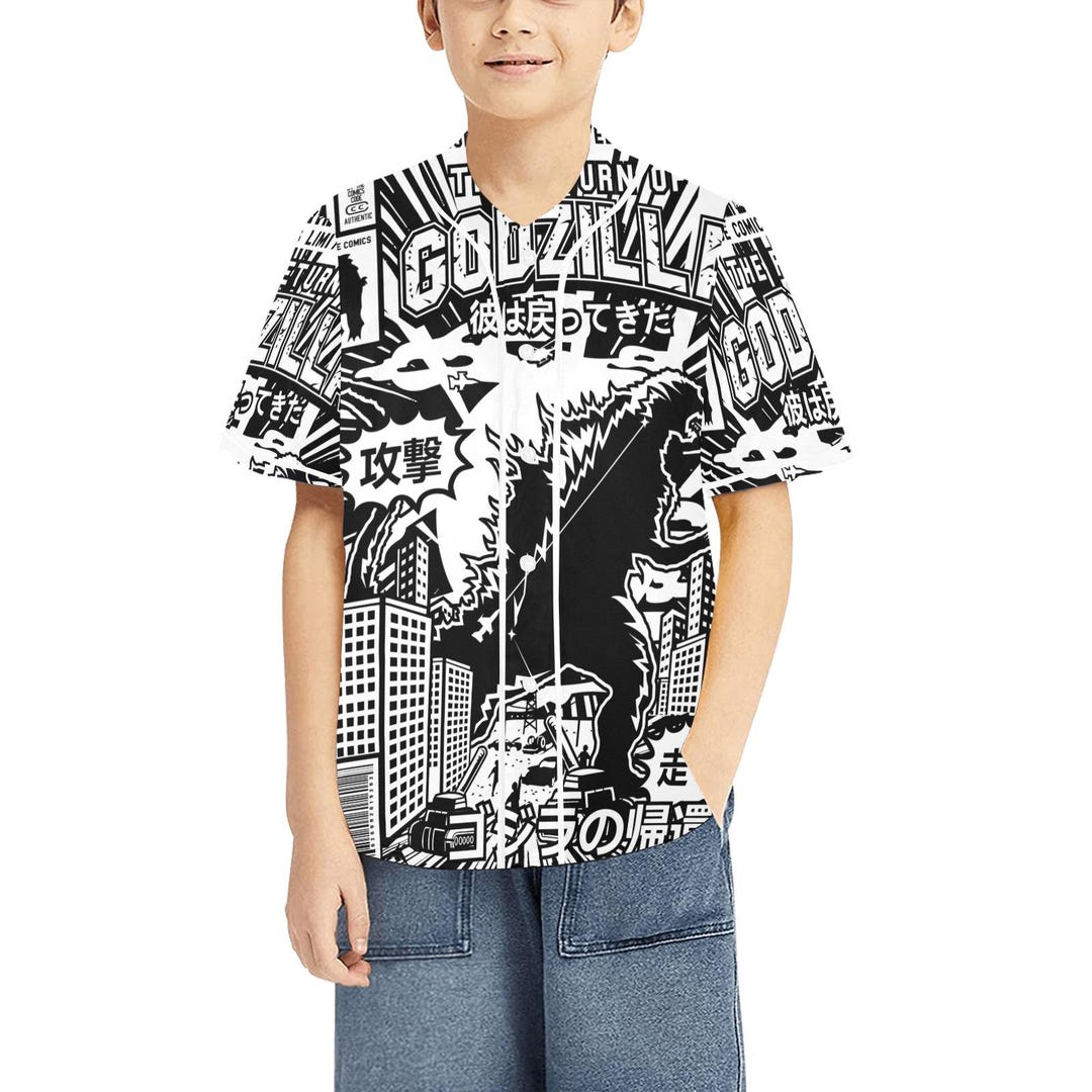 Kid's Baseball Jersey Godzilla Shirt Kaiju Gojira Tshirt - Etsy