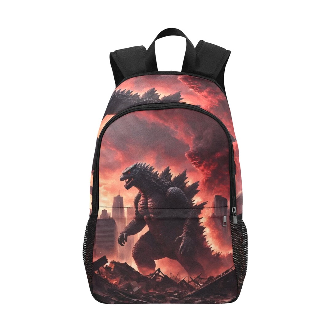 School Backpack Satchel Backpack Godzilla Backpack With Mesh Pockets ...