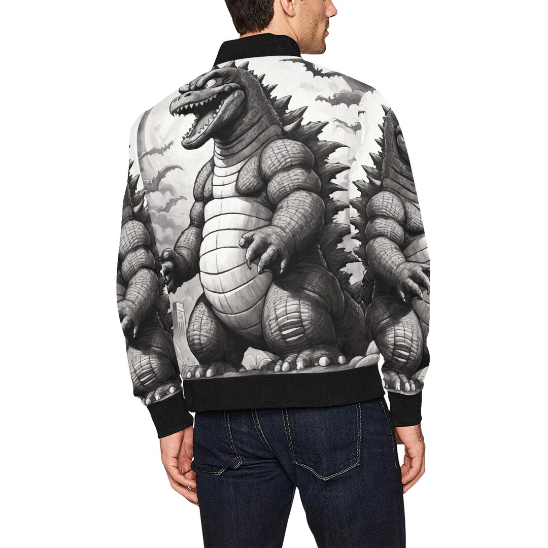 Bomber Jacket With Pockets Godzilla Gojira Kaiju Comics Retro Jacket ...