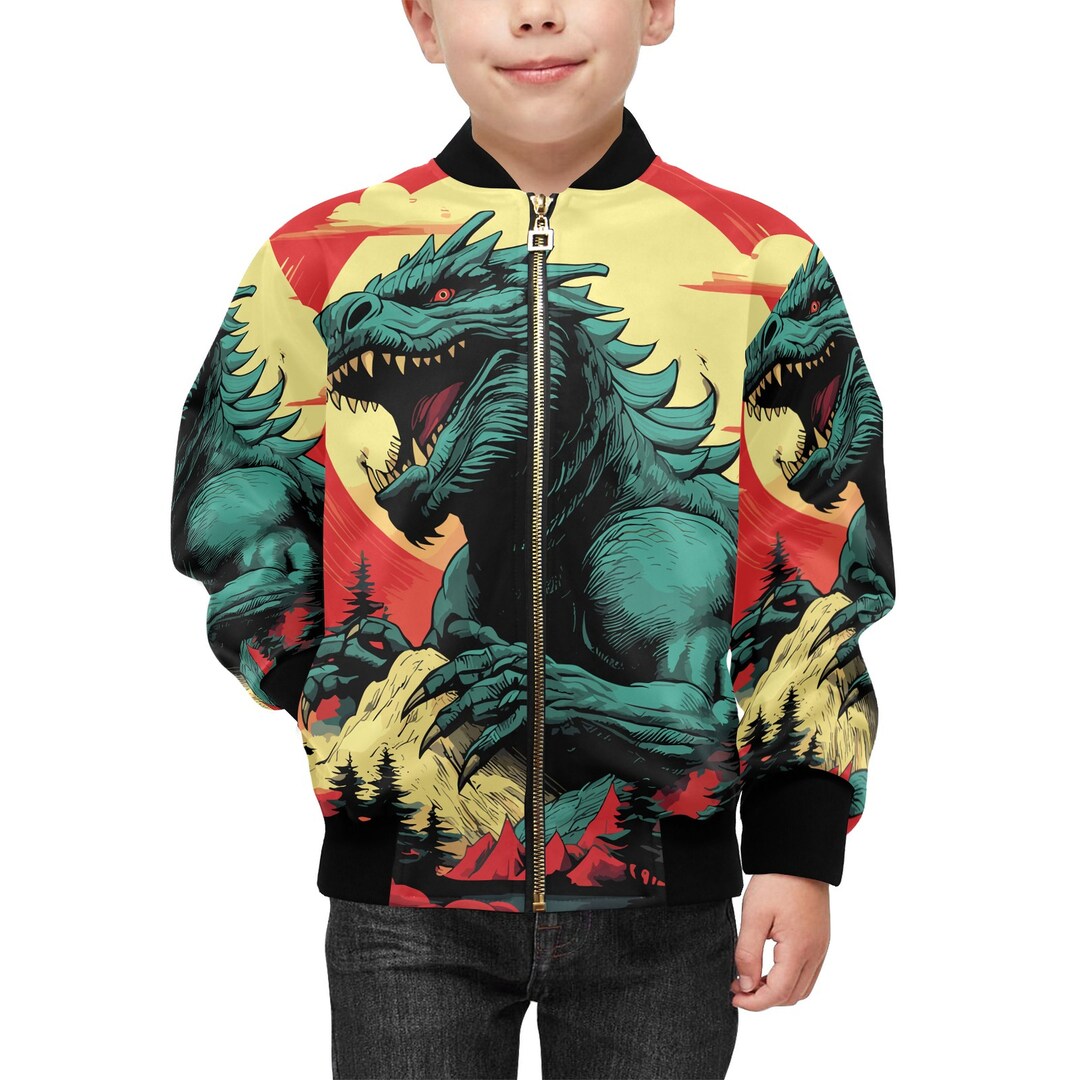 Dinosaur Bomber Jacket With Pockets - Etsy