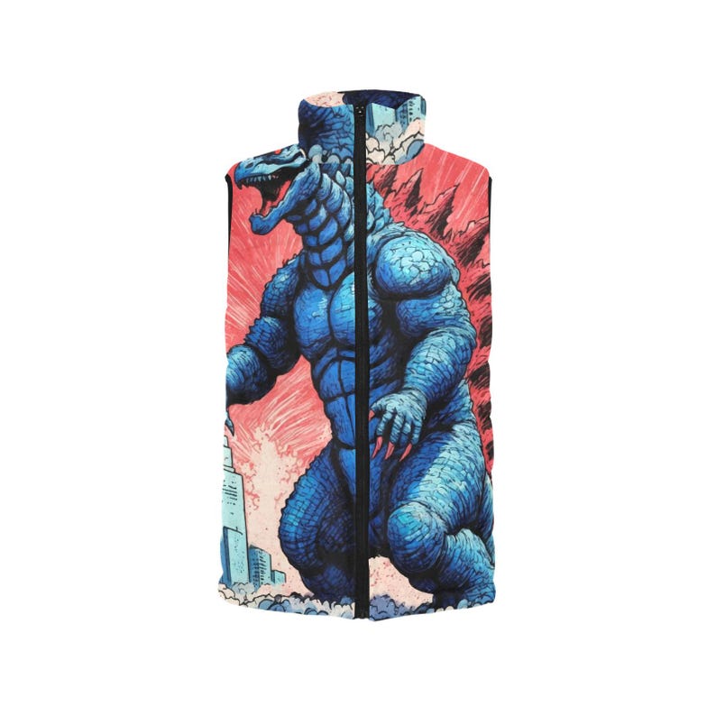 Waistcoat Godzilla Gojira Kaiju Crayon Art Cartoon Comics Godzillas - Etsy