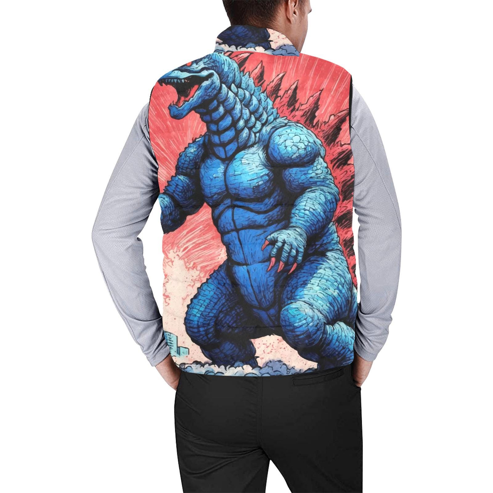 Waistcoat Godzilla Gojira Kaiju Crayon Art Cartoon Comics Godzillas - Etsy