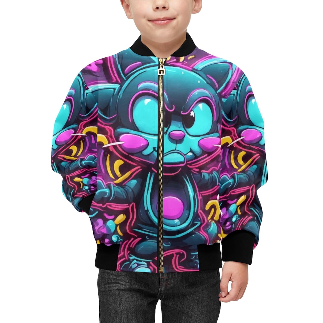Bomber Jacket Graffiti Cartoon Neon - Etsy
