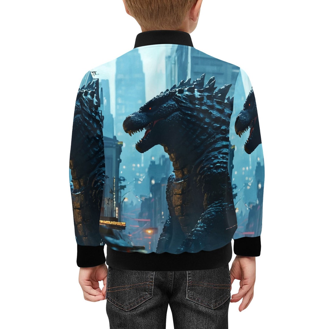 Kids Bomber Jacket With Pockets Godzilla Gojira Kaiju Art - Etsy