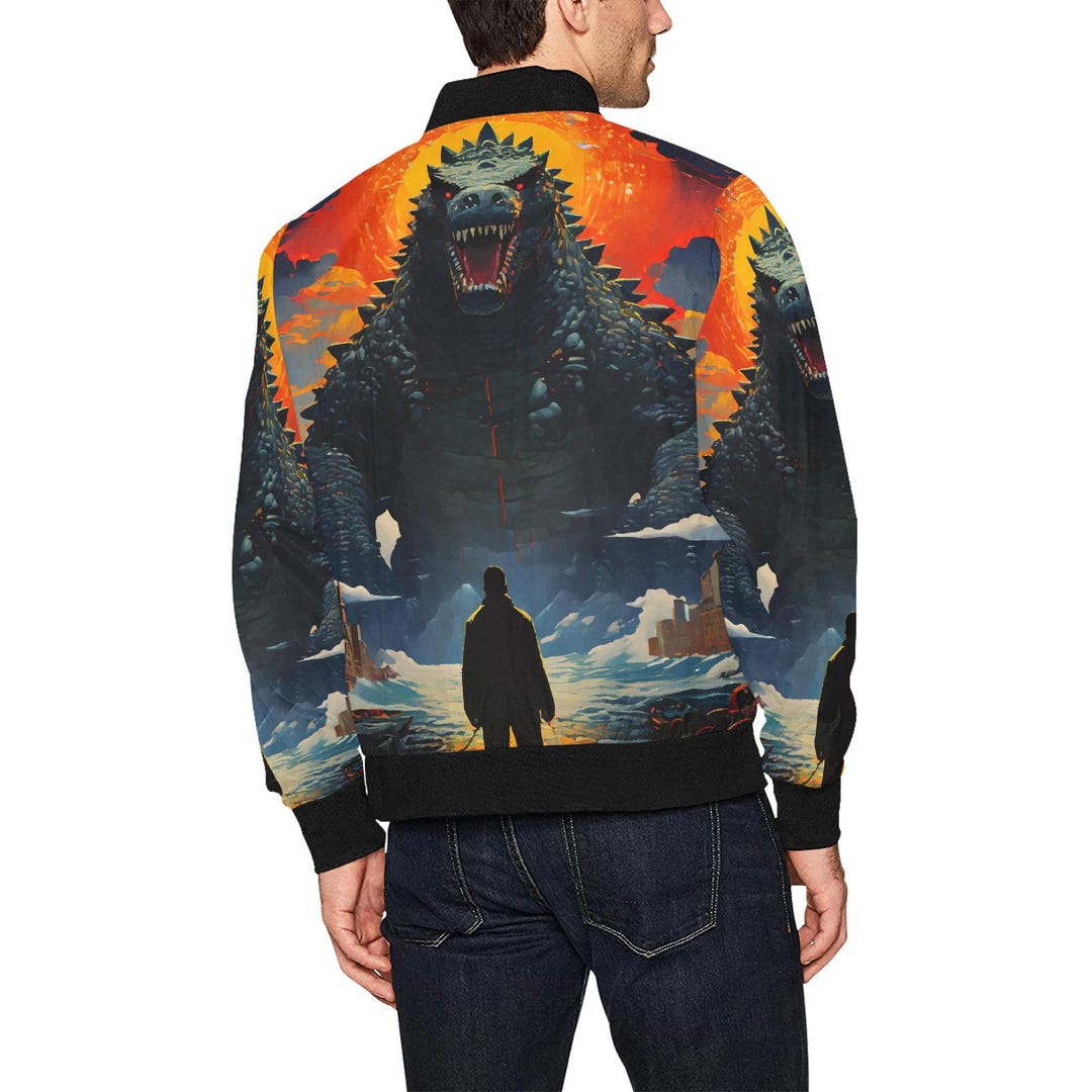 Bomber Jacket With Pockets Godzilla Gojira Kaiju Comics Retro Art - Etsy