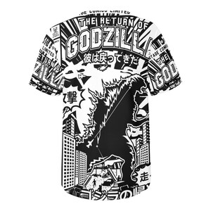 Baseball Jersey Men Godzilla Kaiju Gojira Tshirt Art Vintage Tshirt ...
