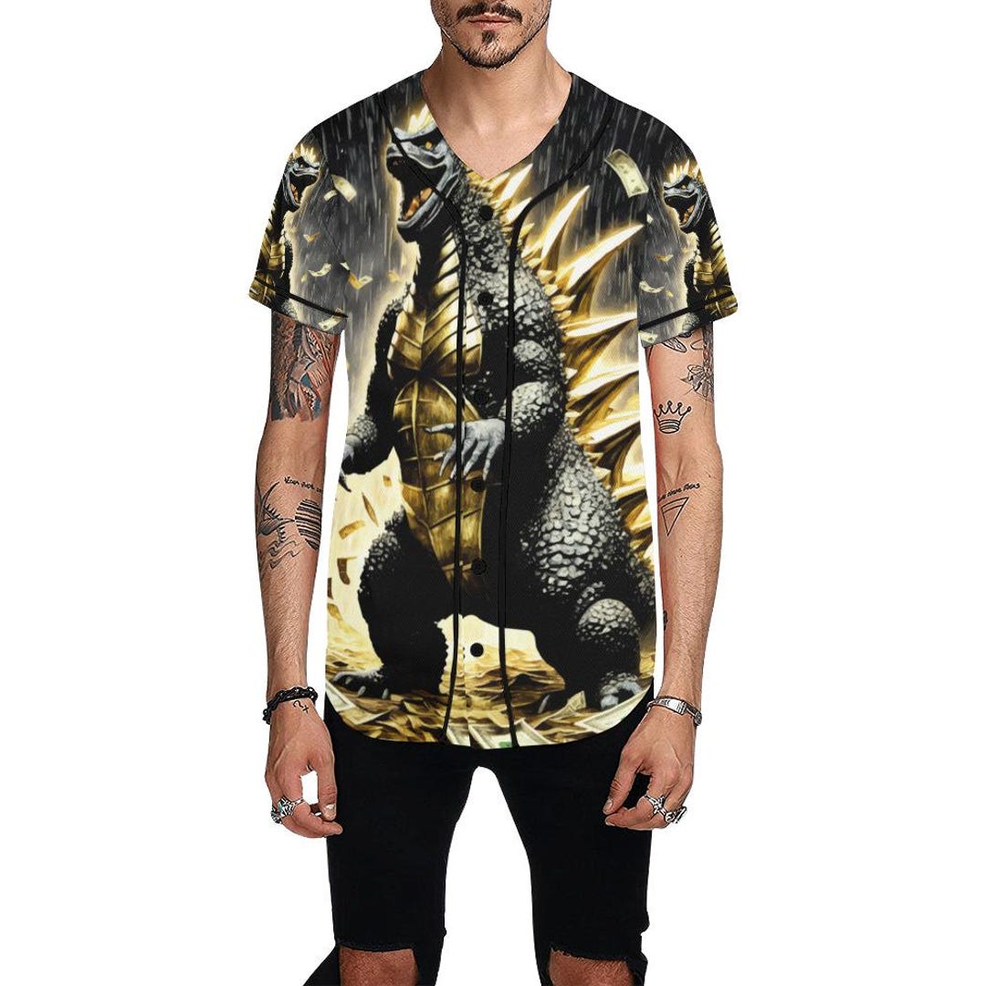 Baseball Jersey Men Shirt Kaiju Gojira Tshirt Art Vintage Tshirt ...