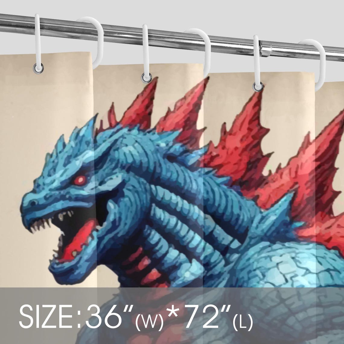 Shower Curtain 36"x 72" Godzilla Kaiju Retro Vintage Gojira Comics ...