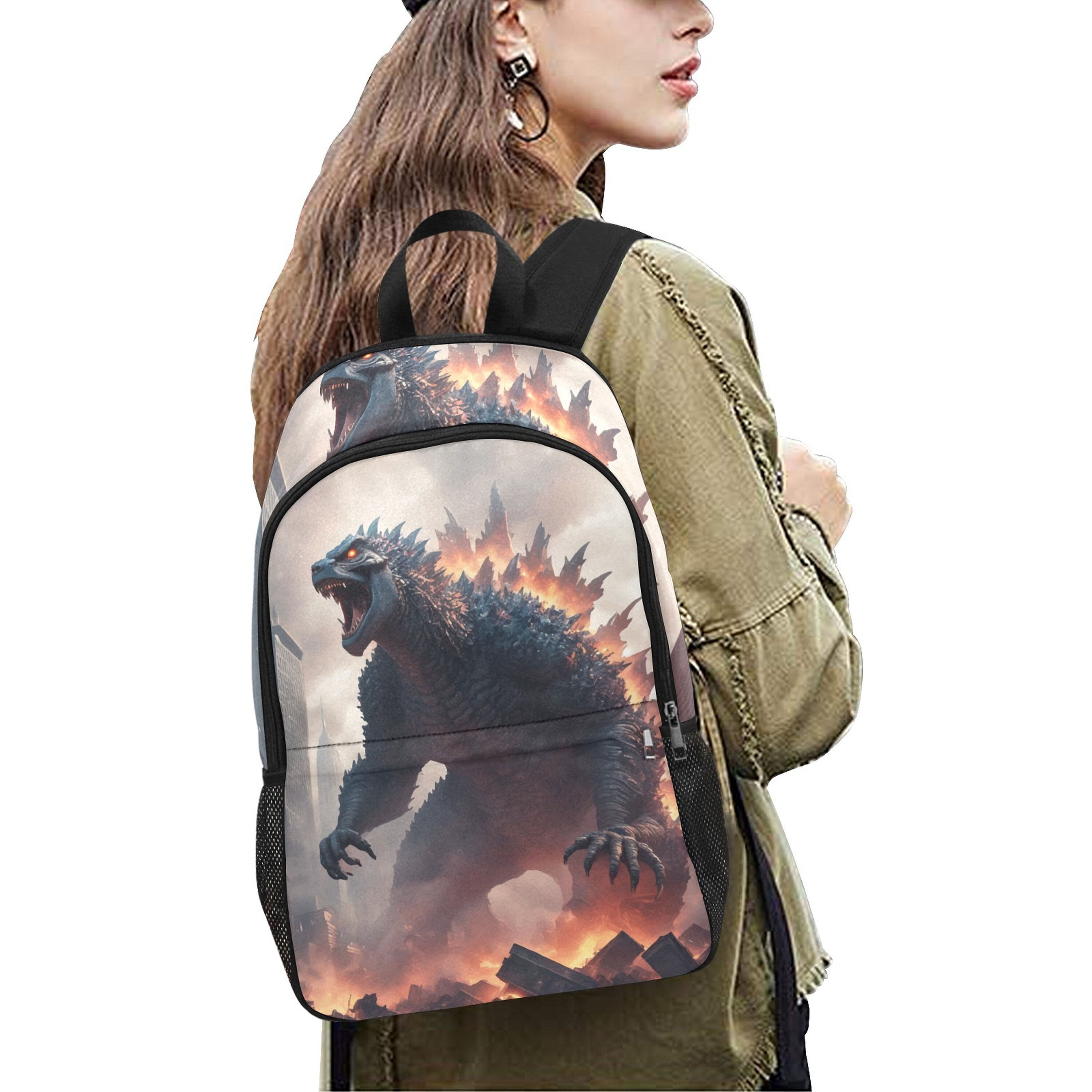 Backpack Godzilla Backpack With Mesh Pockets Handbag Bag Gojira Kaiju ...