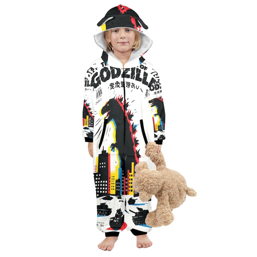 Godzilla Pajamas Godzilla Kids Gojira Onesie Kids Overall Hooded Kaiju ...