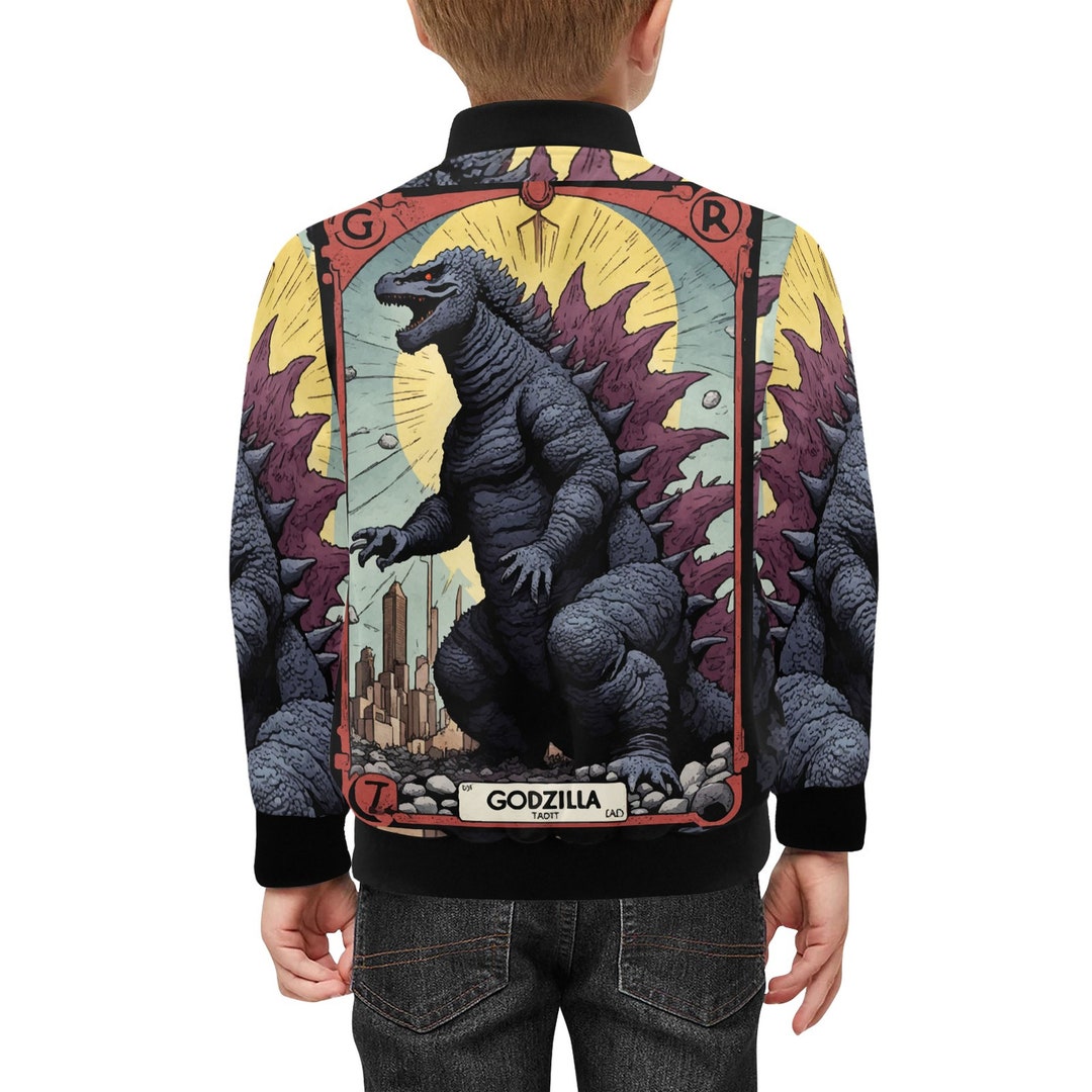 Kids Bomber Jacket With Pockets Godzilla Gojira Kaiju Retro Comics Art ...