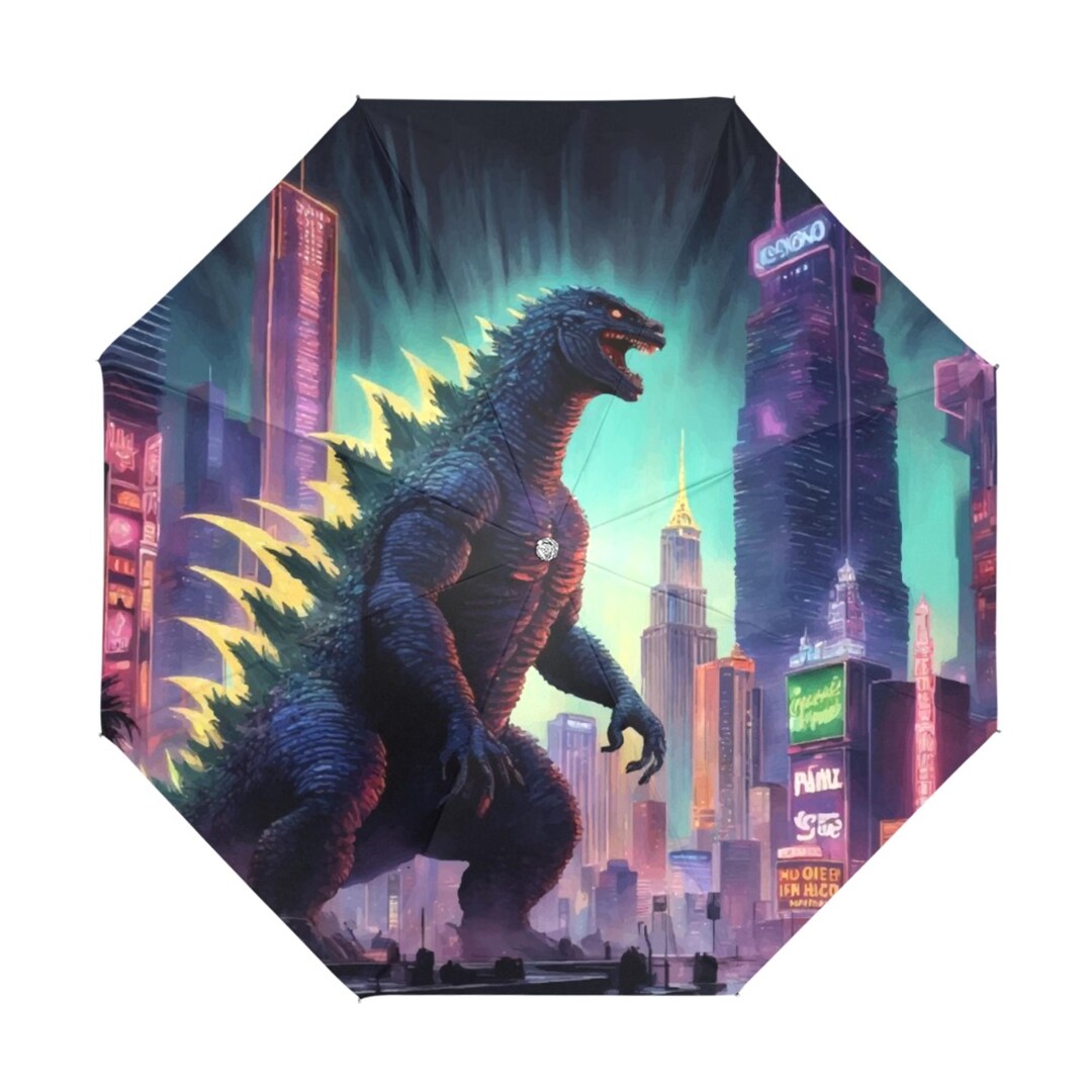 Godzilla Kids Foldable Anti UV Godzilla Gojira Kaiju Neon Umbrellas - Etsy